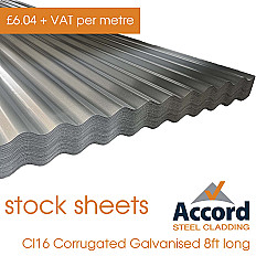 CI16 Galvanised Corrugated CI sheets - Accord Steel Cladding Ltd